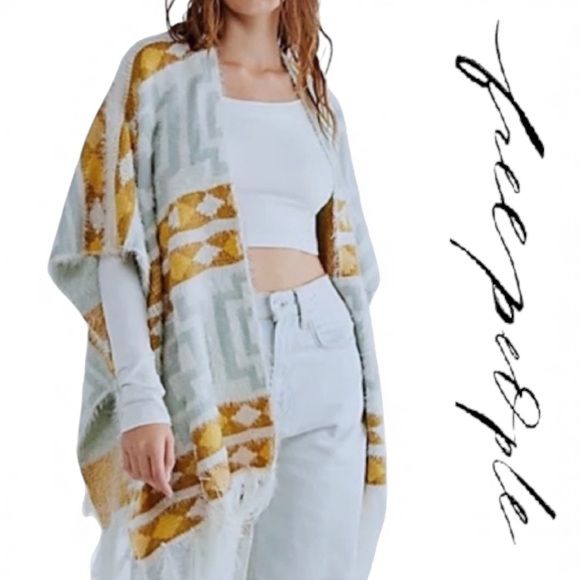 Free People | Sweaters | Free People Diamondback Fringe Kimono Open ...